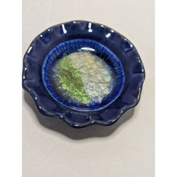 Unmarked | Art | Art Pottery Cobalt Blue Glazed Trinket Dish Crackle ...
